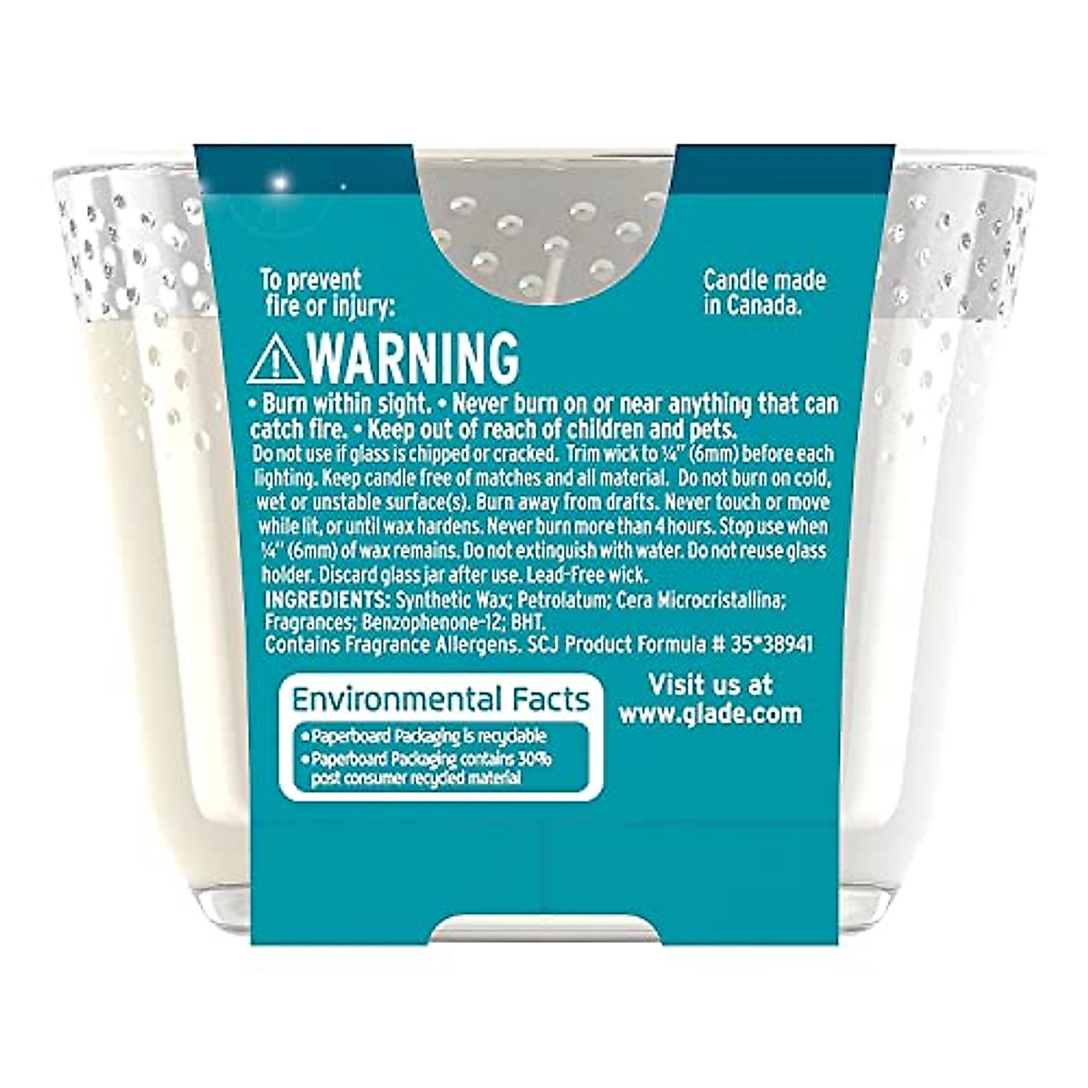 Glade Candle, Fragrance Candle Infused with Essential Oils, Air Freshener Candle, 3-Wick Candle (Snow Much Fun)