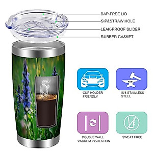 Jesmacti 20Oz Womens Tumbler Carpet Bugleweed Common Bugleweed Ajuga Reptans Blue Weed Flower Spikes Spring Focus Flowers Modern Tumbler Travel Mugs Insulated for Hot and Cold for Office