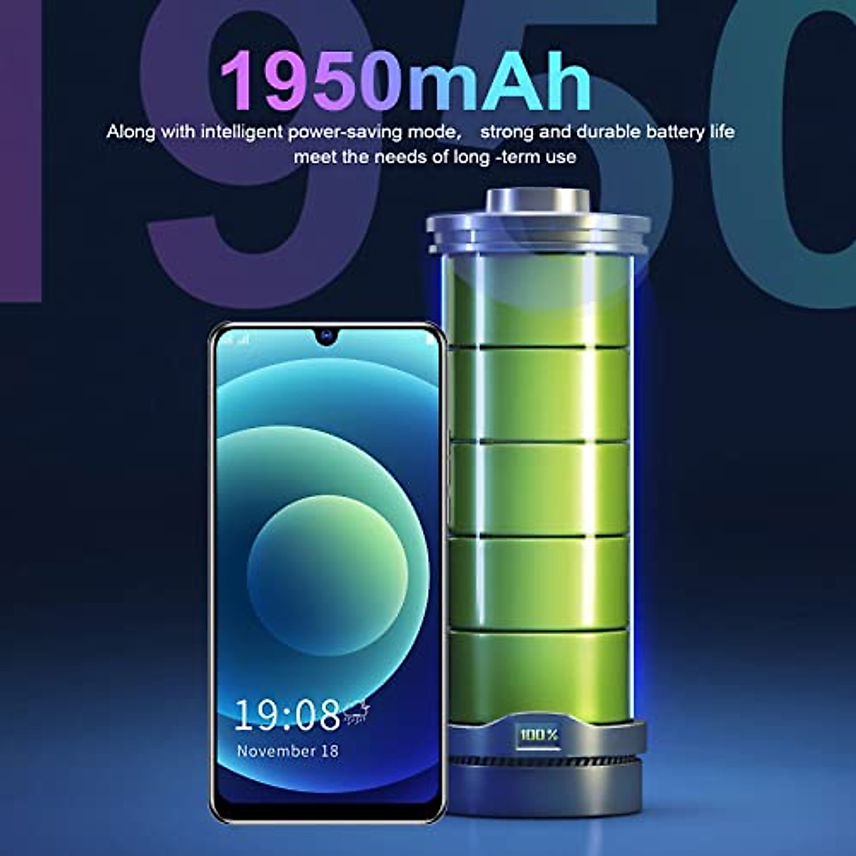 Dilwe1 i12 Pro MAX Unlocked Smartphone,6.7in HD Bang Screen Mobile,1+8G Dual Sim Cell Phone Support 128G Memory Card for Android 6.0 Black(US)