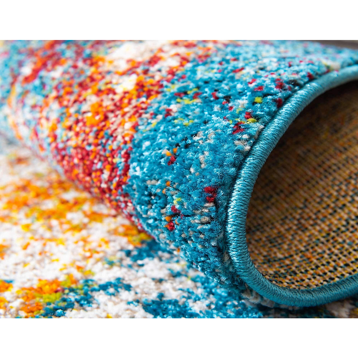 Unique Loom Rosso Collection Traditional, Medallion, Distressed, Bohemian, Vintage, Southwestern Area Rug, 5 ft x 8 ft, Multi/Blue