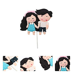 VALICLUD Adorable Lovers Design Cupcake Ornament Polymer Clay Cake Decoration Party Supply