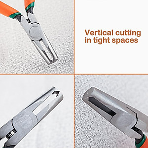 LEONTOOL 5-Inch Transverse End Cutter SMT/SMD Chip Cutters Side Cutting Pliers Front Angle Cutter Nipper End Cutter with Extra Long Flat Nose Tip Cutter 90 Degree Blade Precision Plastic Model