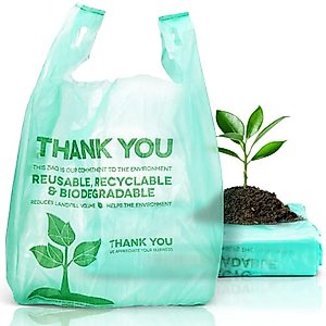 [100 Pack] Reusable Plastic T-Shirt Bag Eco Friendly Grocery Shopping Thank You Recyclable Trash Basket Bags