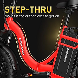 GESHENG 90Miles Long Range【Samsung 30AH】 Electric Bike, 750W&28MPH Folding Ebike for Adults, 20 x 4.0” Step-Thru & Fat Tire E Bike with Shimano 7-Speed, 2seats Commuter Electric Bike