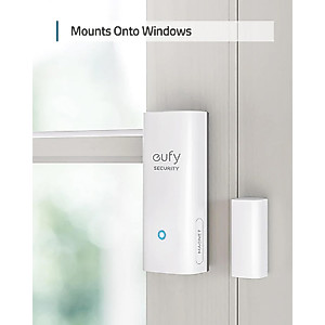 eufy Security Entry Sensor, Detects Opened and Closed Doors or Windows, Door Monitoring, Sends Alerts, Triggers Siren, 2-Year Battery Life, Indoor Use Only, Requires HomeBase, 24/7 Monitoring Optional