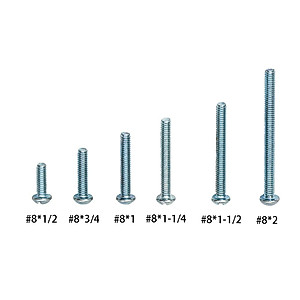 T.K.Excellent #8x1/2 to #8x2 Machine Screws Assortment Kit Electrical Outlet Screws Fully Threaded Phillips Drive, 370 Pcs