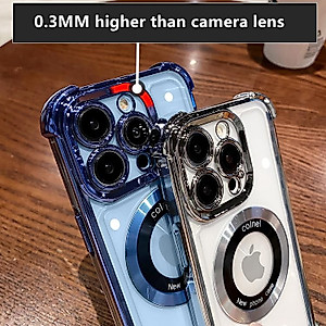 LOOBIVAL Magnetic for iPhone 13 Pro Max Case Compatible with MagSafe, [Military Grade Protection] Logo View Slim Transparent Clear Electroplate Bumper Cover Case for iPhone 13 Pro Max 6.7” (gold)