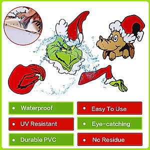 Christmas Car Decorations, 14.9" Christmas Peeking Car Decals Waterproof PVC Rear Windshield Stickers for Holiday Xmas Car Accessories (Style 1)