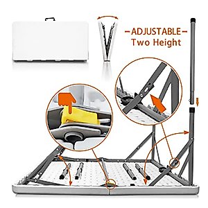 HYMnature Folding Card Table 34" Plastic Square Table with Resin Top Game Table for Puzzles Crafting Fold in Half Camping Table Utility use for Indoor Outdoor Picnic Dining Party