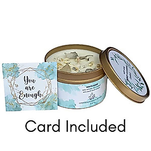 White Sage Smudge Candle with Citrine & Quartz Gemstone Crystals 100% Natural Soy Essential Oils (Sage)