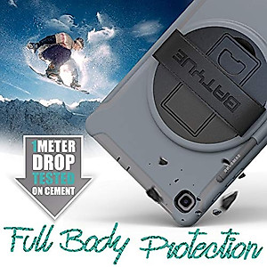BATYUE Case for Samsung Galaxy Tab S6 Lite 10.4 Inch 2024/2022/2020 (SM-P610/P613/P615/P619/P620/P625/P627) ; Protective Rugged Cover with Rotating Stand, Pencil Holder, Hand Strap for Kids (Grey)