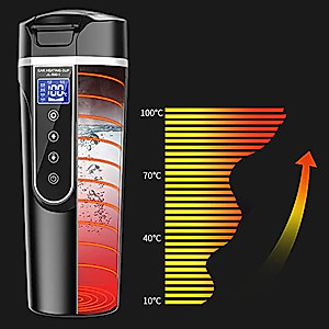 XIXIAN Vehicle Heated Water Cup,Vehicle Heated Water Cup Electric Kettle Heat Preservation 12.0V Car 24V Truck Household Vehicle Water Heaters Small Electrical Appliances LCD Display Kettle