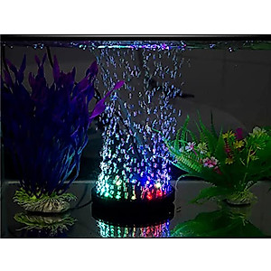 4.92 inch 12 LEDs Fish Tank Light, Bubbler Stone, LED Aquarium Lights Disk, Submersible Fish Tank Decorations Accessories, Underwater Round Small Bubbles Lamp Without air pump