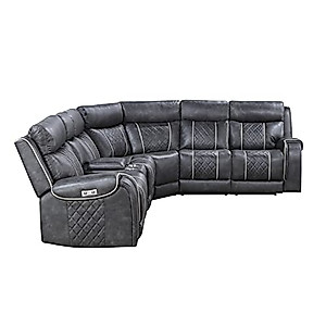 Lexicon Hartley Wall-Hugger Modular Power Reclining Sectional Sofa, All Chairs, Gray