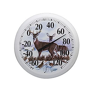 Springfield Indoor Outdoor Thermometer, Outdoor Thermometers for Patio 13.25-Inch - Winter Deer
