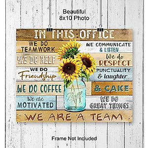 Home Office Wall Art & Decor - Teamwork Wall Art - Encouraging Wall Decor - In This Office We Are A Team Inspirational Saying - Inspiring Positive Quotes Sayings - Motivational poster UNFRAMED 8x10