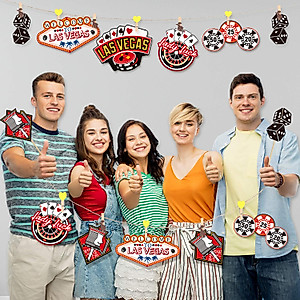 24 Pieces Las Vegas Party Decorations, Casino Party Centerpiece Sticks Casino Cutouts for Baby Shower Birthday Party Casino Theme Party Centerpiece Sticks Table Toppers(Las Vegas)