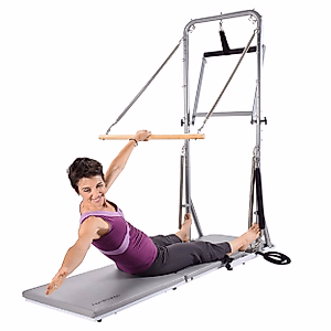 AeroPilates Precision Cadillac Studio Tower | Four Free Online Expert-Guided Workouts Included | Stream From Any Device, Gray