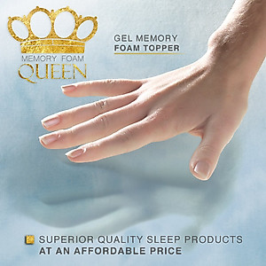 MFQ - Gel Memory Foam Mattress Topper King Size Bed Pad - Made in The USA - 2 Inch Gel Mattress Topper King Size for Extra Padding - Extra Soft and Comfy Gel Infused Toppers