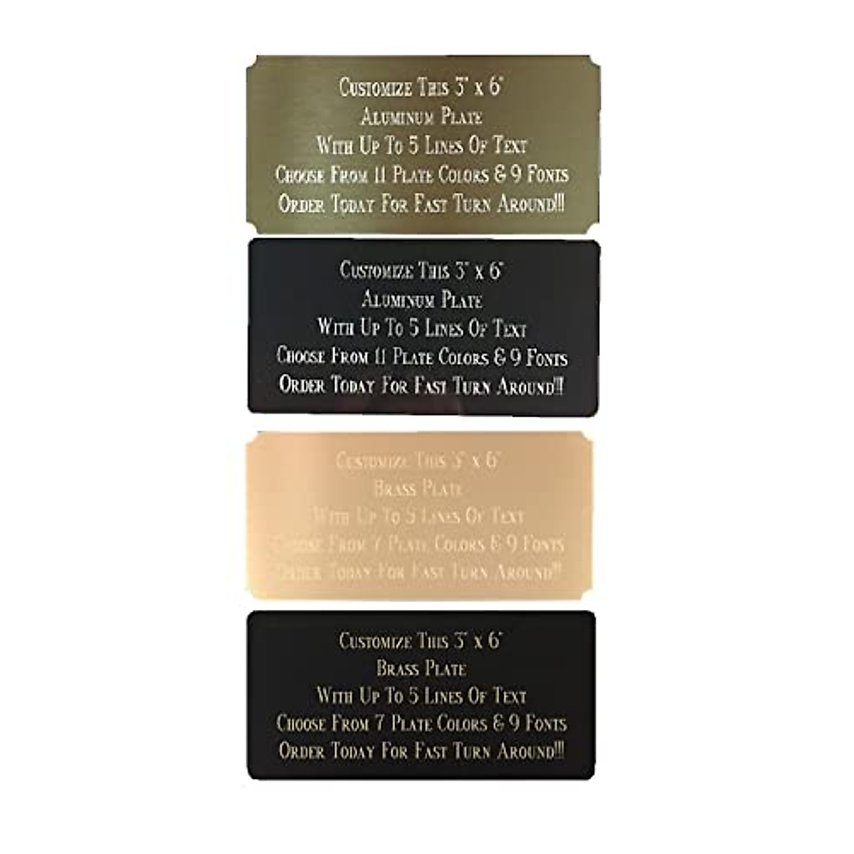 Custom Personalized Engraved Brass / Aluminum Name Plate Plaque Art Label Tag Gift Trophy 2x4 / 3x6 inch