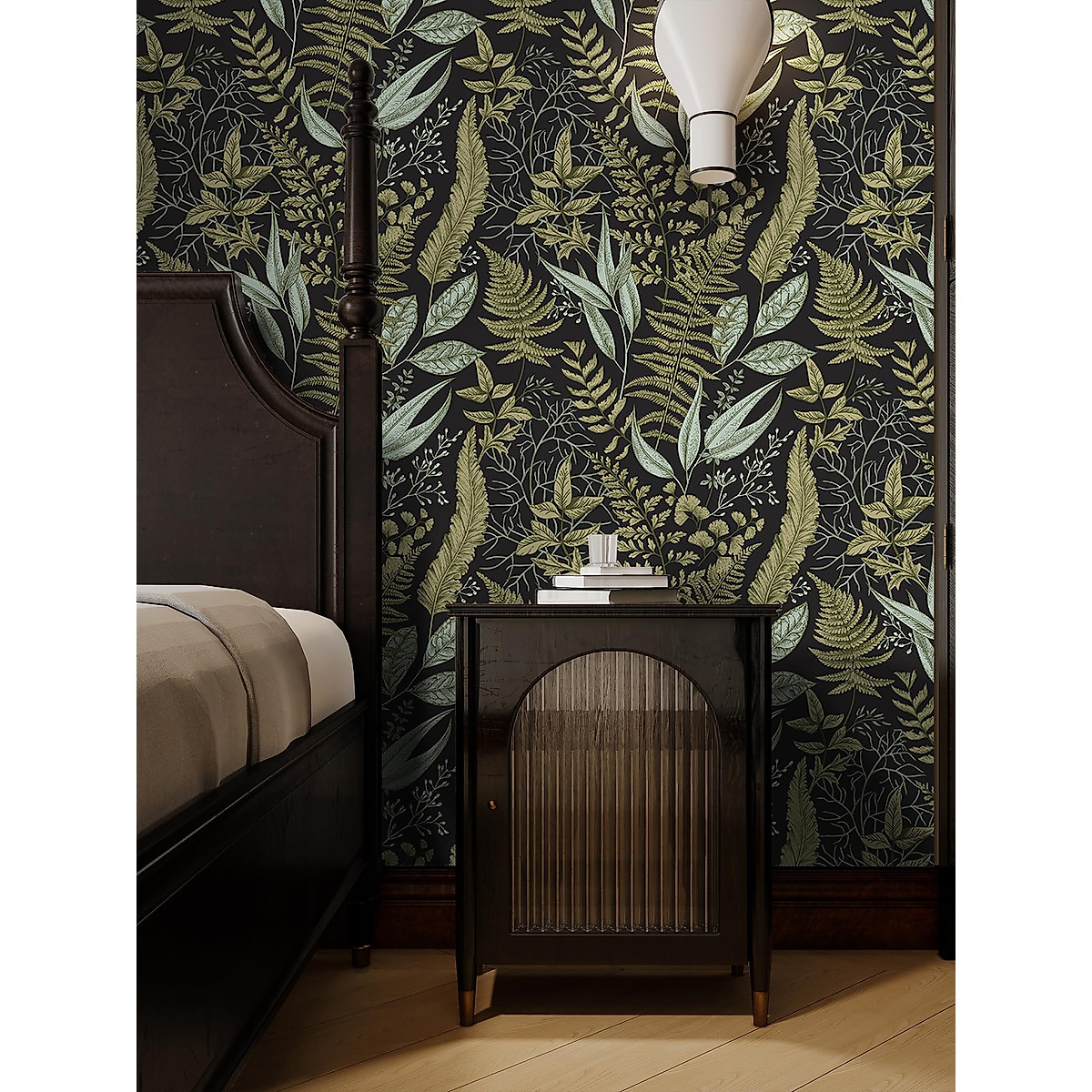 Ismoon Peel and Stick Wallpaper, Leaf Wallpaper Peel and Stick Tropical Botanical Contact Paper Fern Moss Wallpaper Vintage Removable Wallpaper Vinyl Self-Adhesive Sticky Wallpaper Bathroom 16.1x118in