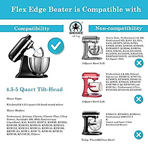 Kitchenaid Flex Edge Beater Replacement 4.5-5 Quart - Kitchen Aid Mixer Paddle Attachment with Silicon Edge Bowl Scraper, Kitchenaid Mixer Accessories, Kitchenaid Mixer Attachments