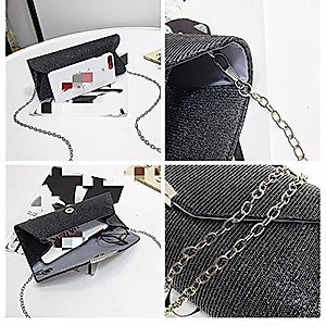 WIGUYUN Women Gleaming Evening Bag Flap Magnet Handbag Clutch Ladies Chain Shoulder Cross-body Purse Grey