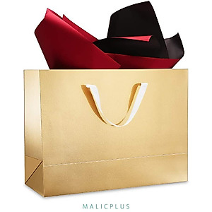 MALICPLUS 12 Extra Large Gift Bags 16x6x12 Inches, Luxury Large Gift Bags with Handles for All Occasions (Gold with Grass Texture)