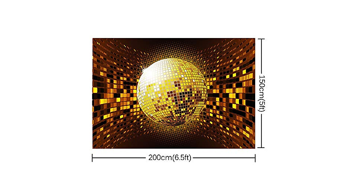 Gold Disco Ball Backdrop for Party Fun - Polyester Fabric