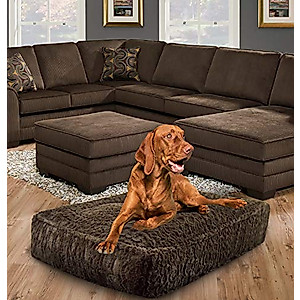 Bessie and Barnie Serenity Brown Luxury Extra Plush Faux Fur Rectangle Pet/Dog Bed (Multiple Sizes)