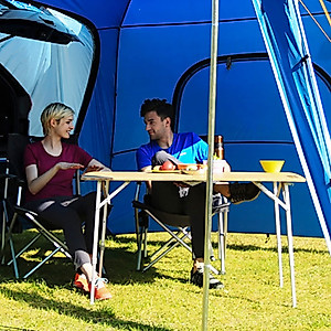 KingCamp Bamboo Folding Camping Table with Adjustable Height Aluminum Legs Heavy Duty 176 lbs Portable for Travel, Picnic, Beach, 6 People, 47.2'' 27.6'' 27.6", 47.2''x27.6'', 4-6 Person