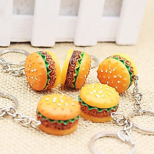 GARNECK 6Pcs Ham- Burger Key Chain Fast Food Cheeseburger Burgers Key Ring Simulation Food Key Pendant Bag Purse Charms for Birthday Gift Party Favor Orange