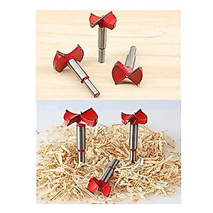 HUAXIU Forstner Drill Bit Sets, Tungsten Steel Woodworking Hole Saw Set Wood Boring Drill Bits Wood Cutter Auger Opener Round Shank Drilling Cutting Rotary Tool Kits for Wood Plastic Plywood (10 PCS)