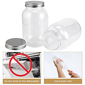 Dandat 12 Pcs 32 oz Clear Plastic Jars with Metal Lids 1 Quart Size Wide Mouth Candy Storage Food Containers for Home Meal Preparation, Salad, Fermenting, Valentine DIY Decoration Favors