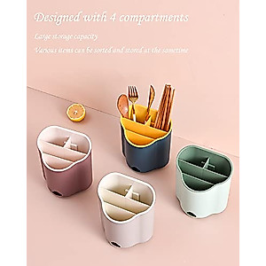 Synoigge Bathroom Shelf Organizer Wall Mounted Kitchen Utensil Holder Floating Shelves Self Adhesive Makeup Brush Holder Plastic Storage Organizer Bins for Kitchen, Bathroom, Countertop (Blue)
