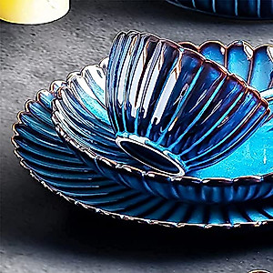 Porcelain Plate and Bowl Set,Dinnerware Set for Home or Special Restaurant, 54 Pcs Dinnerware Sets, Blue Porcelain Tableware Set with Plates Dish Dish Bowls and Coffee Cup, Ceramic Dinner Set for Hom