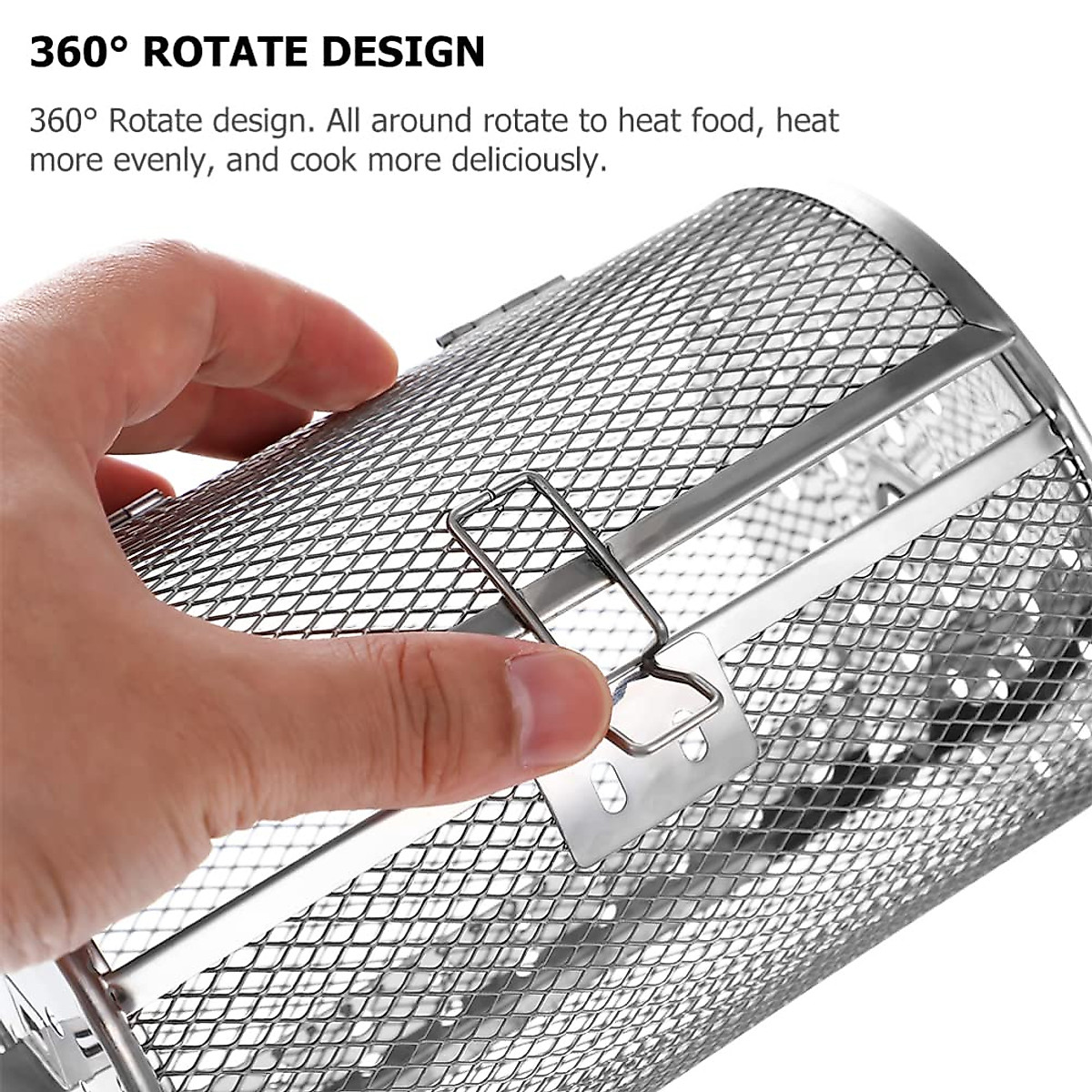 SHERCHPRY Rotisserie Grill Roaster Drum, Air Fryer Oven Basket, Stainless Steel Oven Rack, Rotisserie Basket for Peanut Dried Nut Coffee Beans BBQ