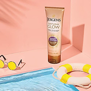 Jergens Natural Glow 3-Day Self Tanner, Sunless Tanner for Medium to Deep Skin Tone, Sunless Tanning Lotion Daily Moisturizer, for Streak-free Color, 4 Ounce
