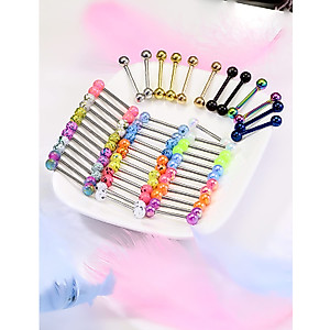 Vsnnsns 14G Nipple Rings Tongue Rings Piercing 14mm Stainless Steel Nipplerings Straight Barbell Nipple Rings Body Piercing Jewelry for Women Men 24 Pairs