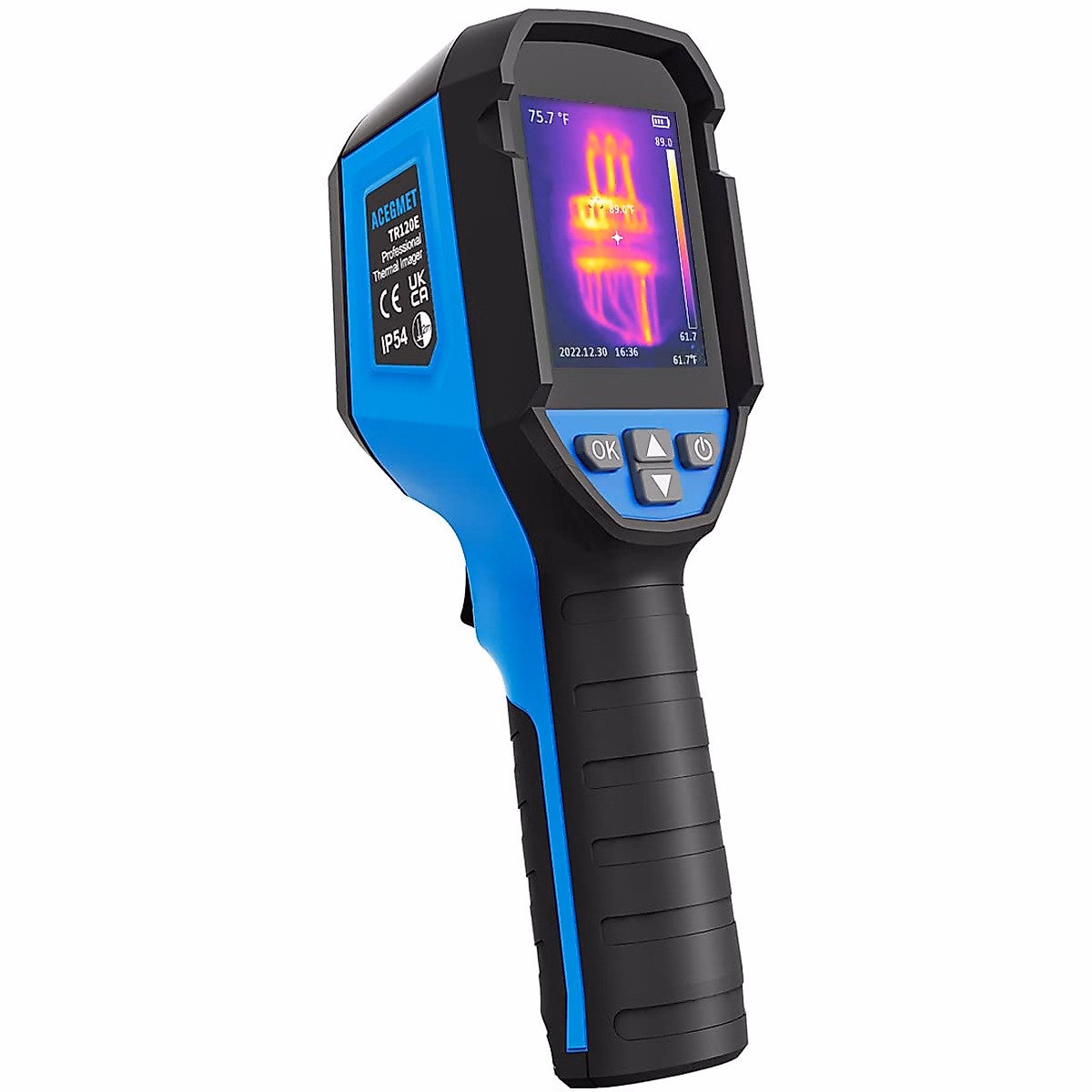 ACEGMET TR120E Thermal Imaging Camera, 120 x 90 IR Resolution Handheld Thermal Camera 10800 Pixels, 25 Hz Refresh Rate Thermal Imager with Laser Pointer, 2.4" LCD Screen, IP54, -4°F~752°F Range