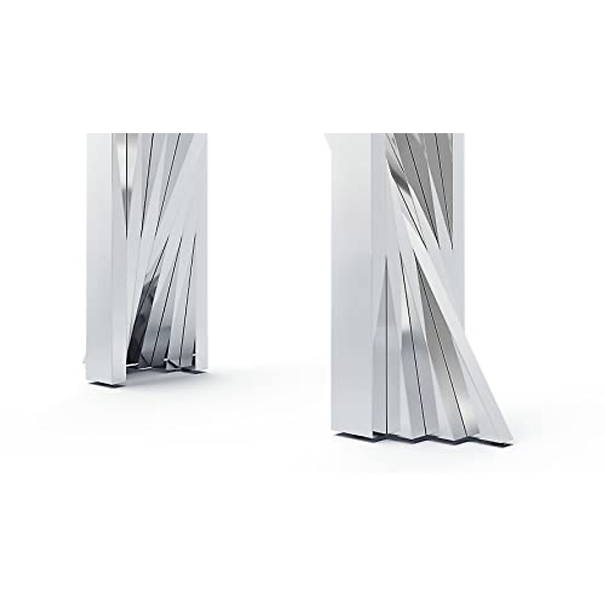 Modern Falcone Console Table - Clear Glass with Polished Stainless Steel Base
