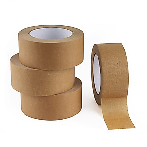 Lichamp 4 Pack Brown Painters Tape 2 inch Wide, Medium Adhesive Brown Masking Tape Bulk Multi Pack, 2 inch x 55 Yards x 4 Rolls (220 Total Yards)