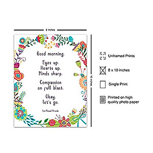 Lin-Manuel Miranda Good Morning Merchandise - Positive Quotes Wall Decor Poster - Motivational Wall Art - Bathroom Decor for Women - Unique Funny Housewarming Gift for Her, Wife - 8x10 Room Decoration