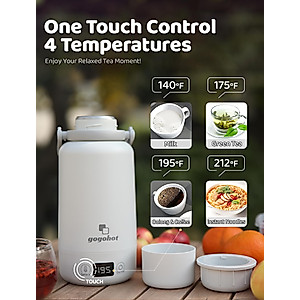 GOGOHOT Portable Travel Electric Kettle - 35.2 oz Large Capacity, 4 Temperature Presets with Dry Boil Protection, Long-Lasting Insulation, Suitable for Home, Hotel, Camping. Practical Gift. (K01)