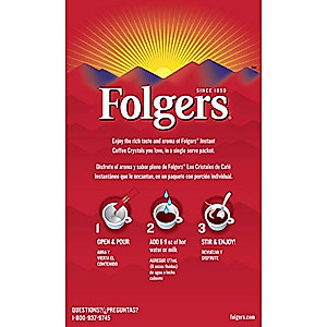 Folgers Classic Roast Instant Coffee Crystals, 7 Single Serve Packets (Pack of 12)
