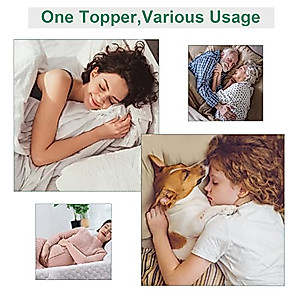 Mattress Topper RV Short Queen, Medium Firm Memory Foam Mattress Topper with Bamboo Cover, 3-Inch Dual Layer Bed Topper for Camper, RV Bed