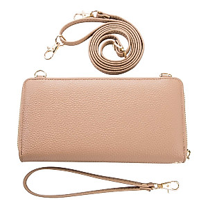 K . A Womens Wristlet Wallet Crossbody Bag Cellphone Purse Handbag Card Slots 2 Strap Wrist, Black, 8.3 * 4.3 * 1.4 (Almond)