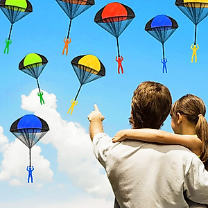 Dshengoo 10 Pcs Parachute Toy,Tangle Free Throwing Parachute Toys,Outdoor Toss It Up Flying Toys for Kids,5 Colors