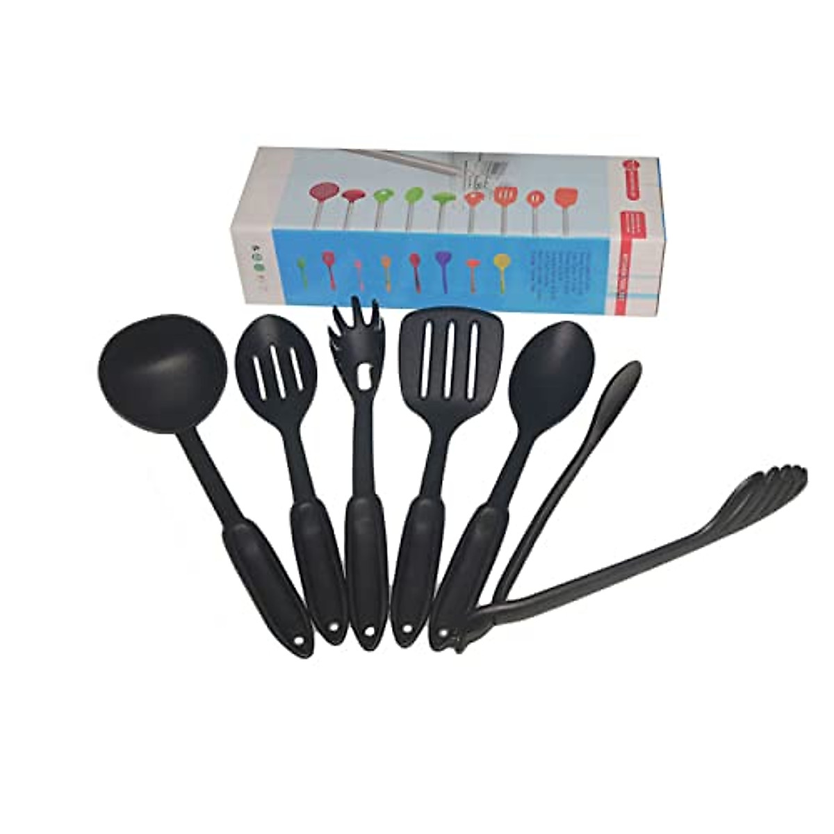 6 Pieces Ergonomic Kitchen Tool Set Multifunctional Dishwasher Cooking Utensils Slotted Spoon Server Food Clip Ergonomic Handles Kitchen Utensils Set