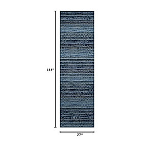 SAFAVIEH Himalaya Collection Runner Rug - 2'3" x 12', Blue & Multi, Handmade Wool, Ideal for High Traffic Areas in Living Room, Bedroom (HIM707A)